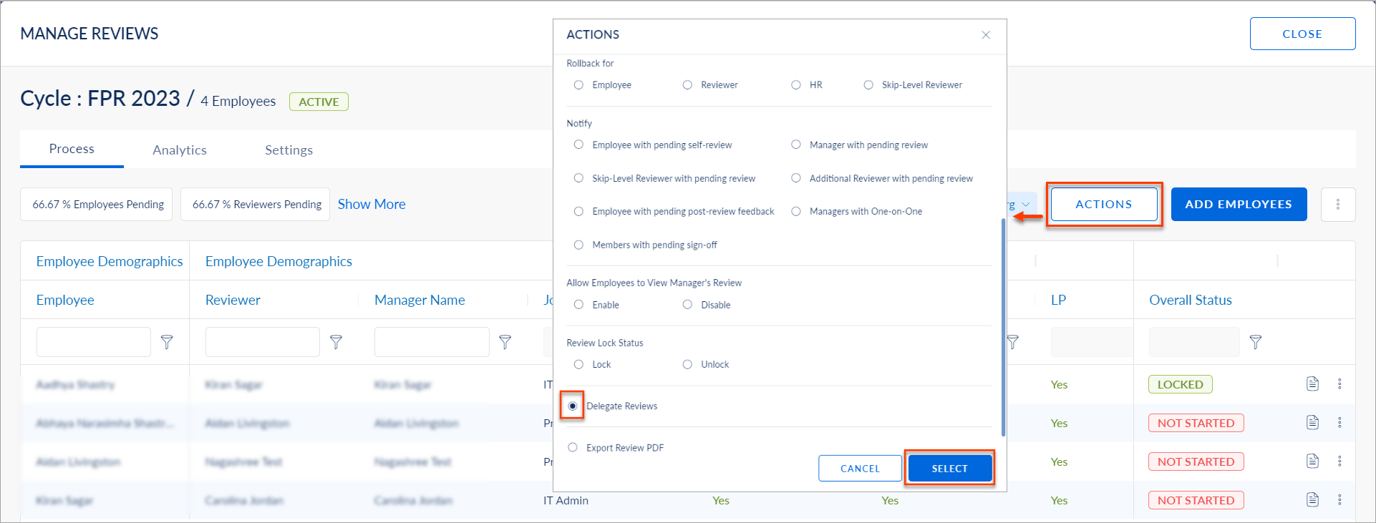 Delegate performance review